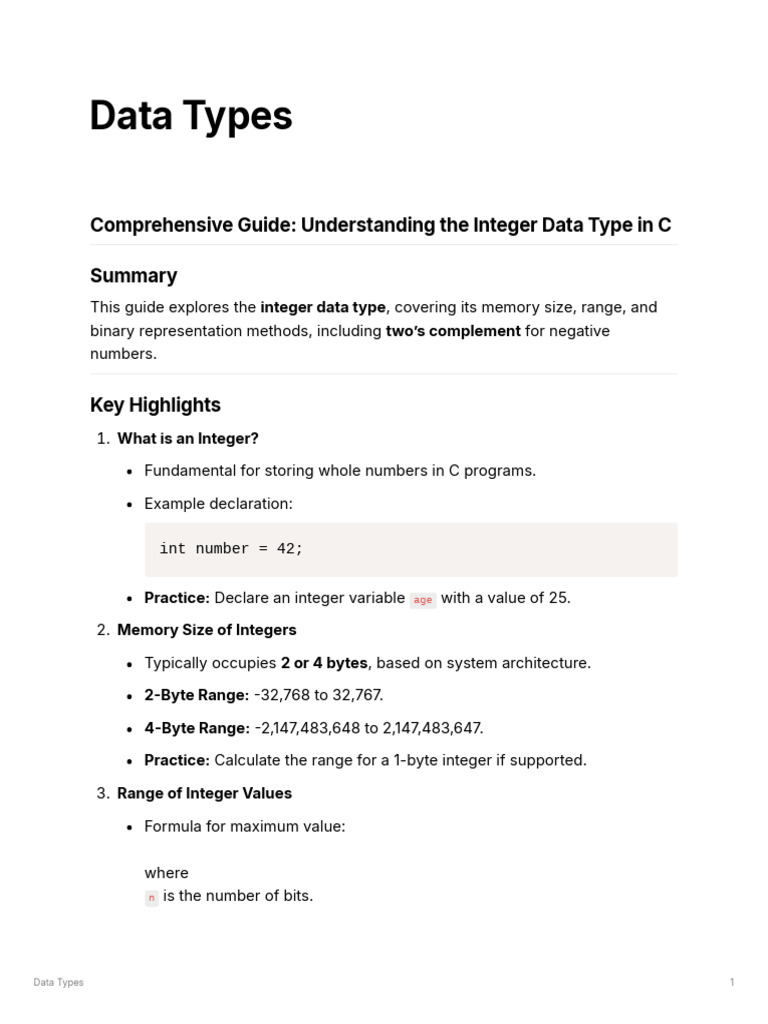 Data_Types | PDF | Integer (Computer Science) | Data Type Data_Types | PDF | Integer (Computer Science) | Data Type