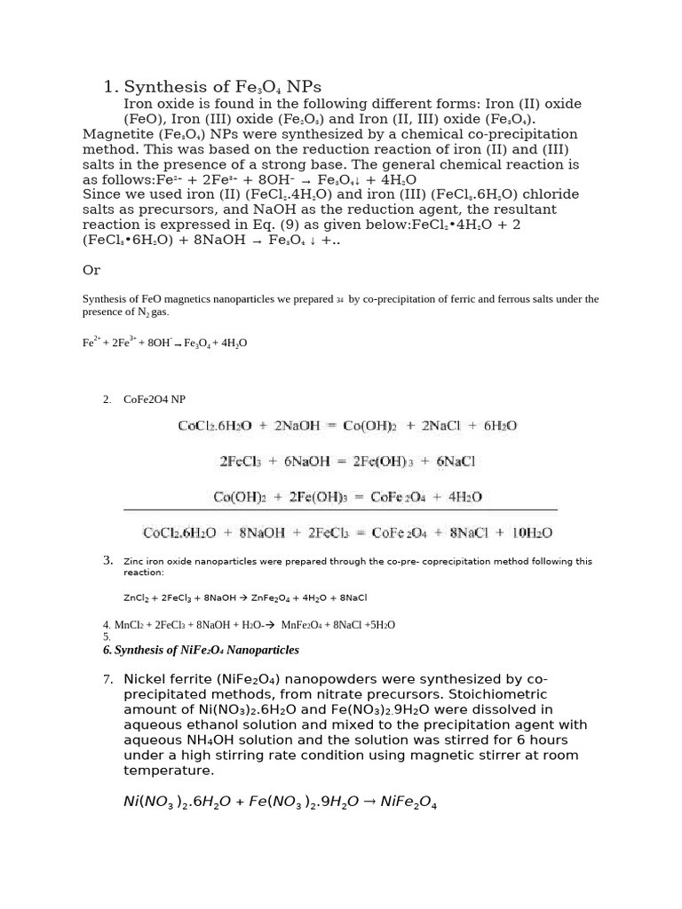 Synthesis of Fe3O4 | PDF