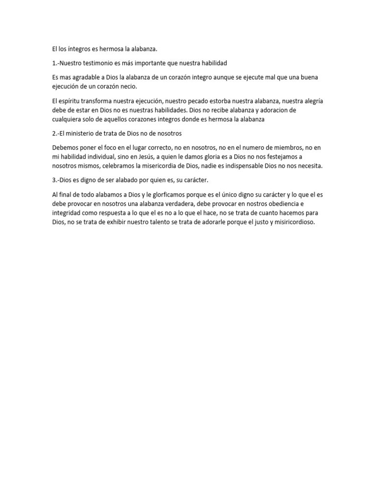 El Los Íntegros Es Hermosa La Alabanza | PDF