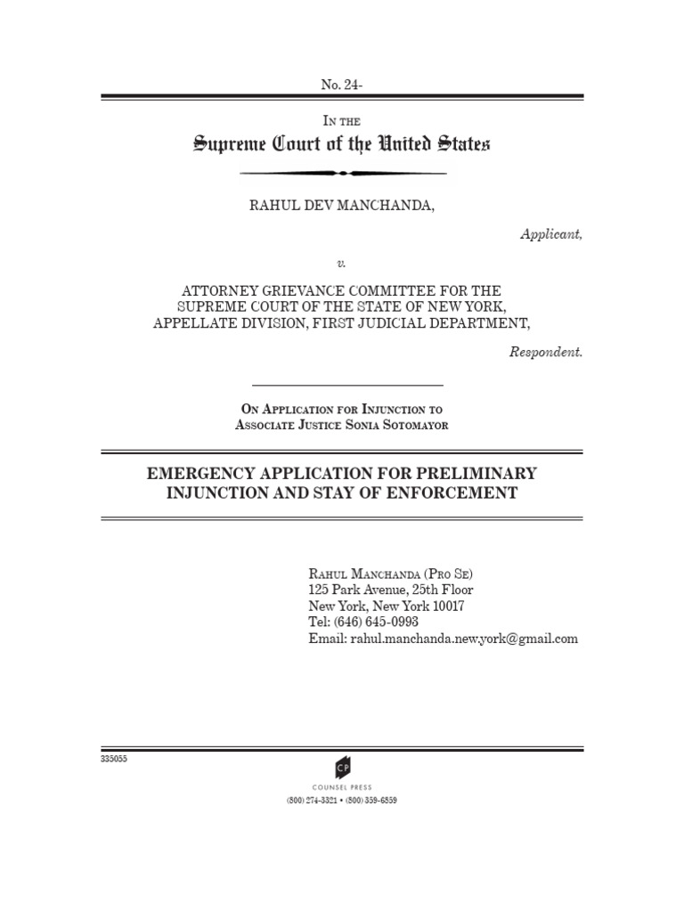 No. 24- , Emergency Application - United States Supreme Court Emergency ...