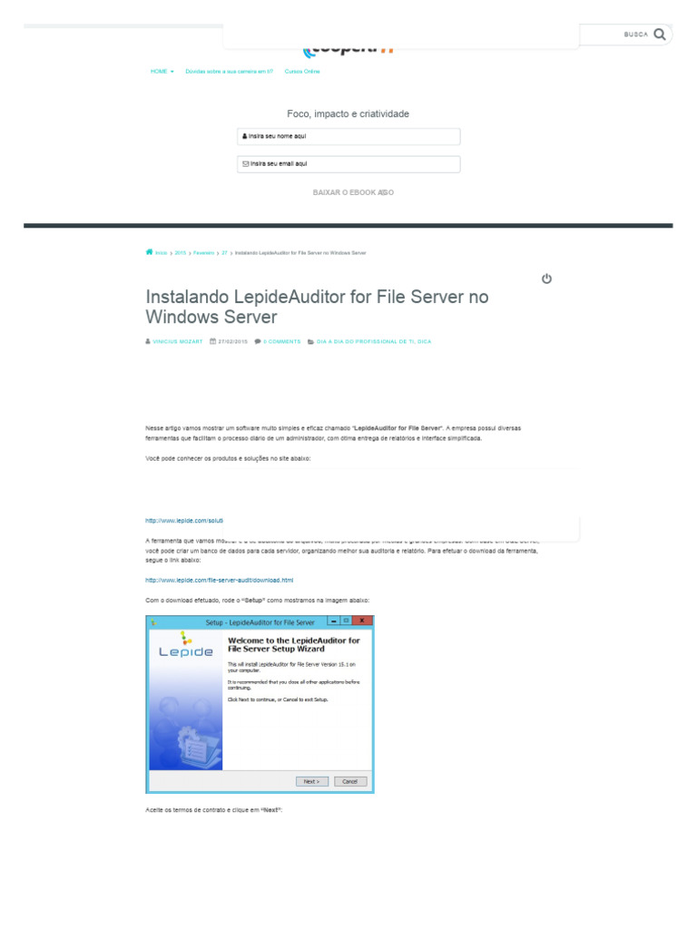 Auditoria de Arquivos Instalando LepideAuditor For File Server No Windows Server | PDF ...
