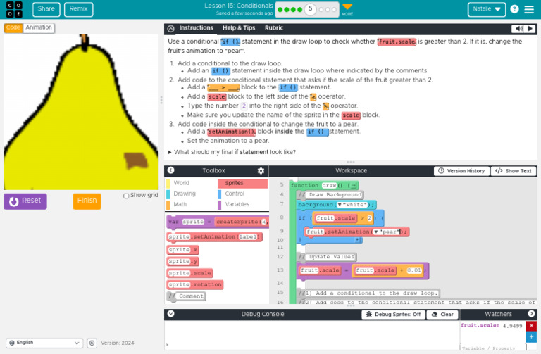 Conditionals #5 Unit 3 - Interactive Animations and Games ('24-'25 ...