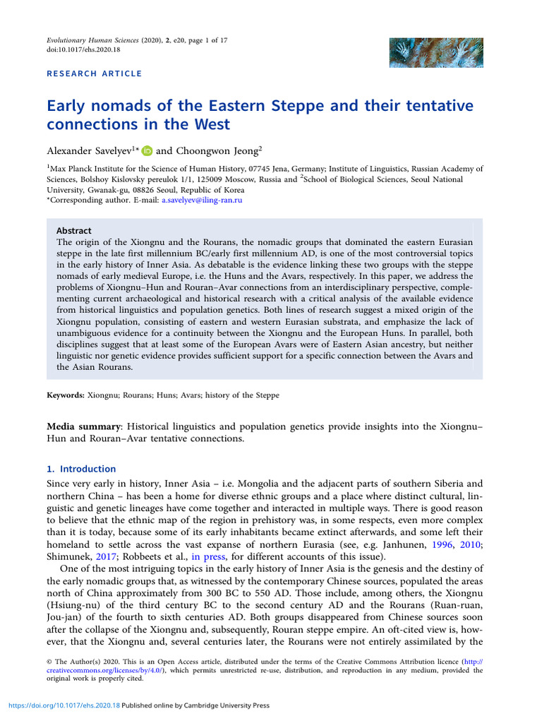 Xiongnu and Rouran Nomads' Origins | PDF | Huns | Linguistics