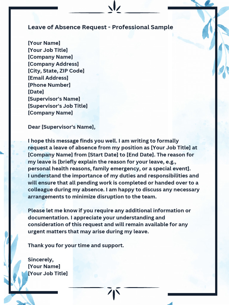 Leave of Absence Letter PDF | PDF