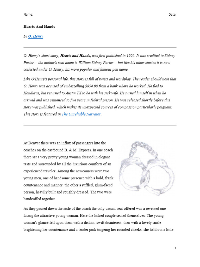 O. Henry's "Hearts and Hands" Analysis | PDF | O. Henry