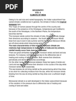 Class Ix Geography Chapter-4 Climate | PDF | Monsoon | Rain