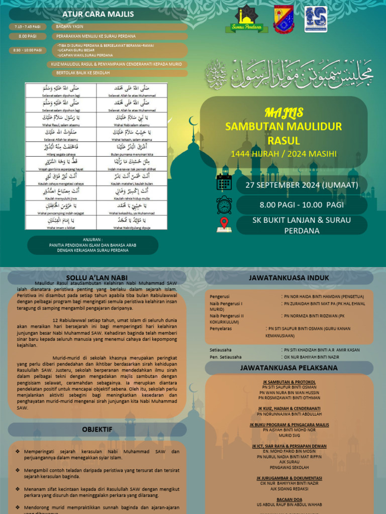 Program Maulidul Rasul Peringkat SK Bukit Lanjan | PDF