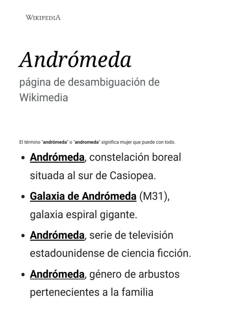 Andrómeda - Wikipedia, La Enciclopedia Libre | PDF
