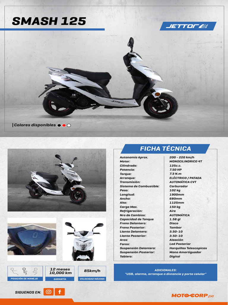MTC Jettor Catalogo Ficha Tecnica Smash 125 | PDF | Tecnología de ...