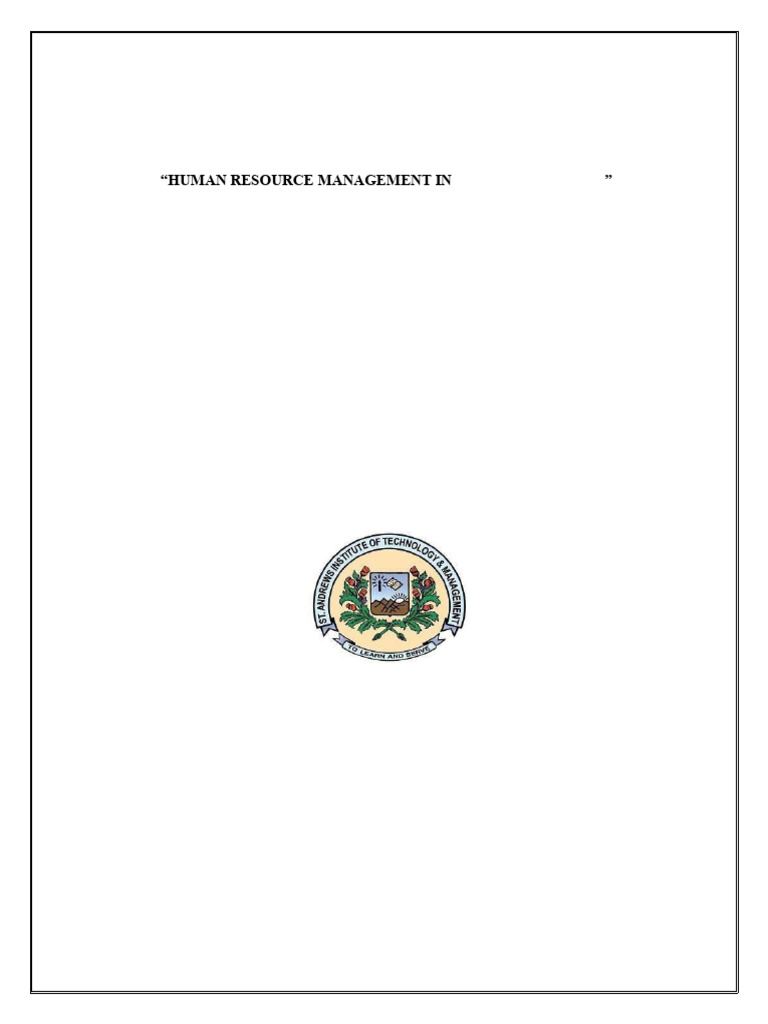 Project Report On HRM Bba 6TH Sem | PDF | Human Resource Management ...