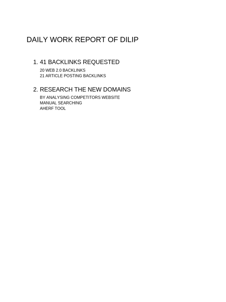Daily Work Report of Dilip - 14-12-2024 | PDF