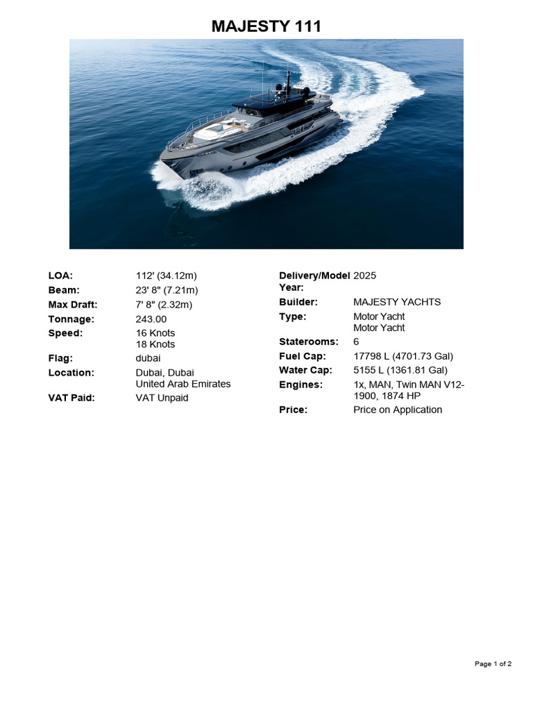 Majesty 111 (Grey) - Specifications | PDF