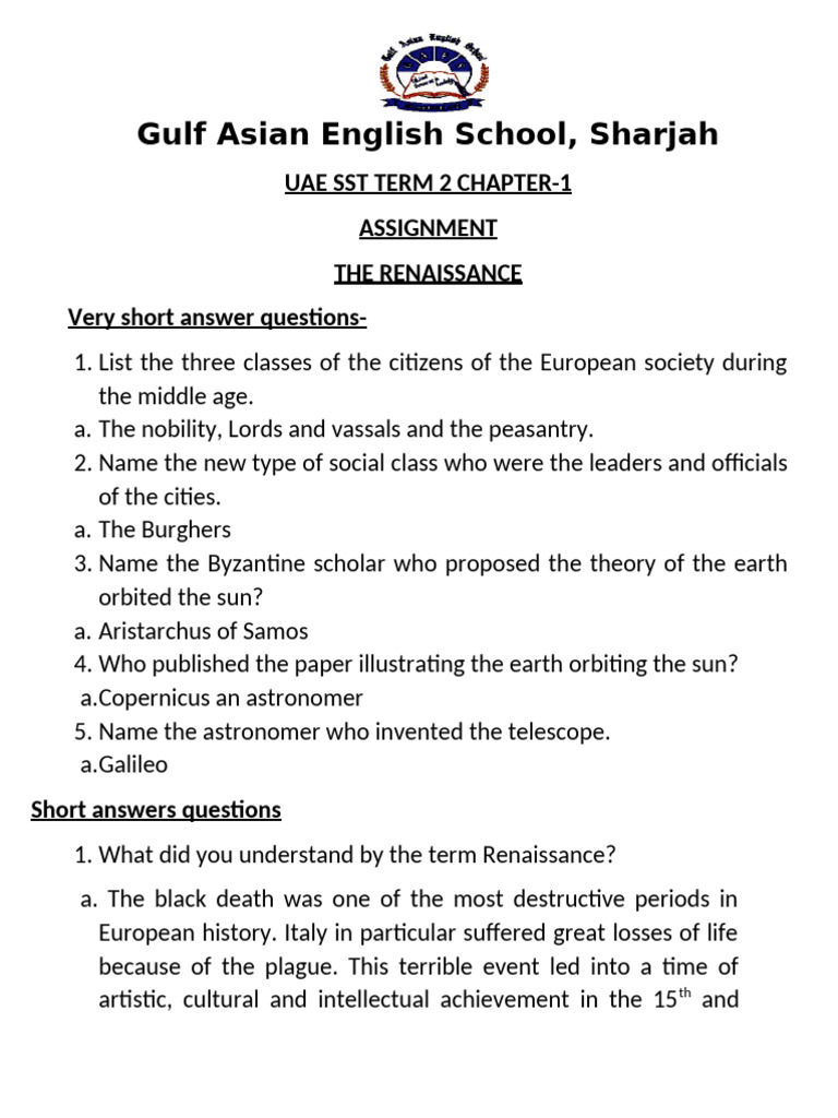 Assignment - The Renaissance | PDF