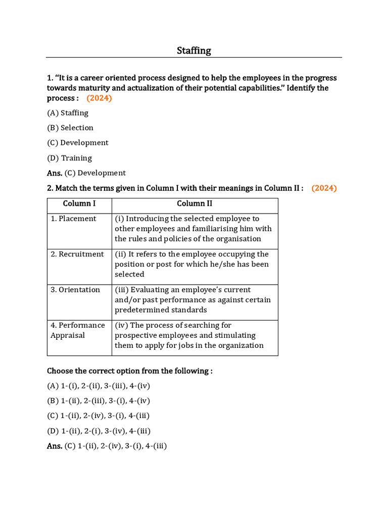 staffing pyq | PDF | Clothing | Background Check