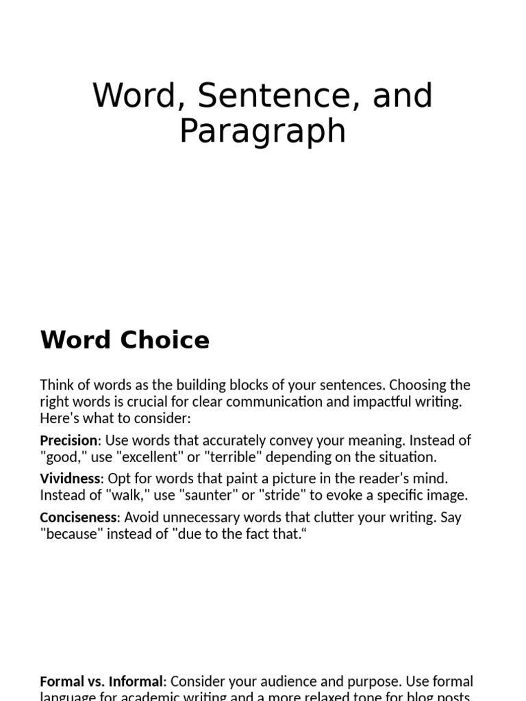 Effective Writing: Words, Sentences, Paragraphs | PDF | Sentence ...