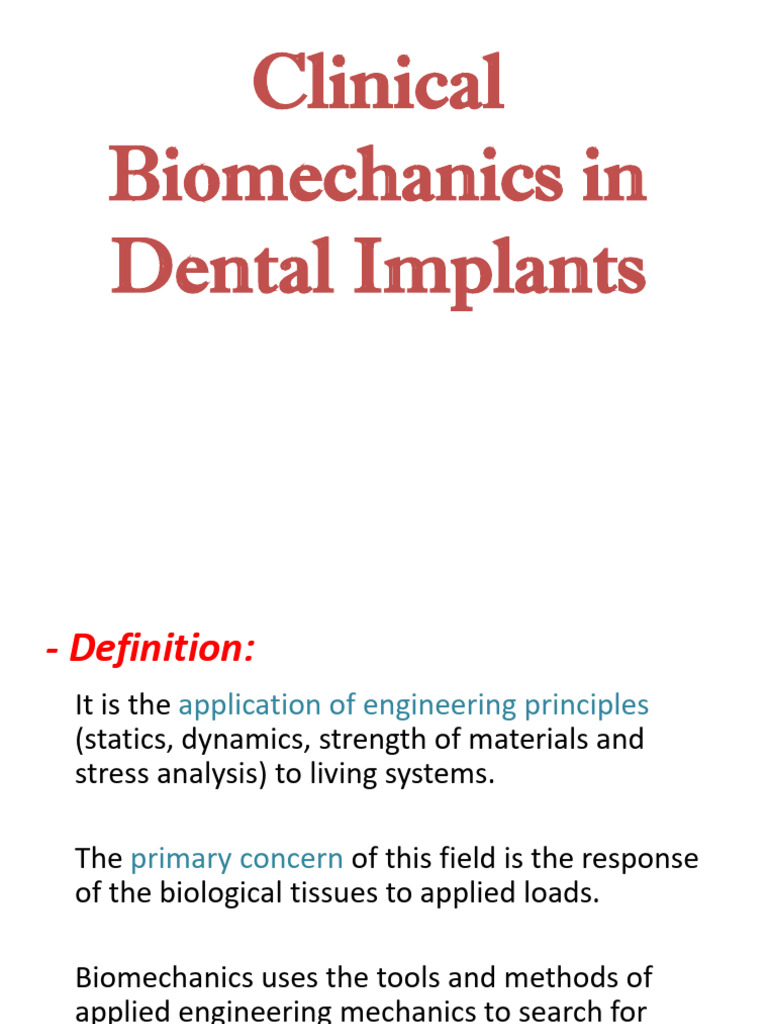 Biomechanics Seminar Implant | PDF | Elasticity (Physics) | Dental Implant