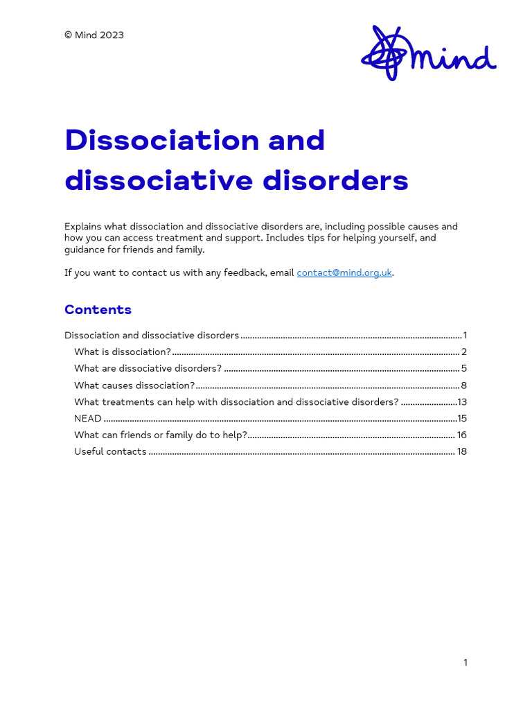 Dissociation and Dissociative Disorders | PDF | Dissociation ...