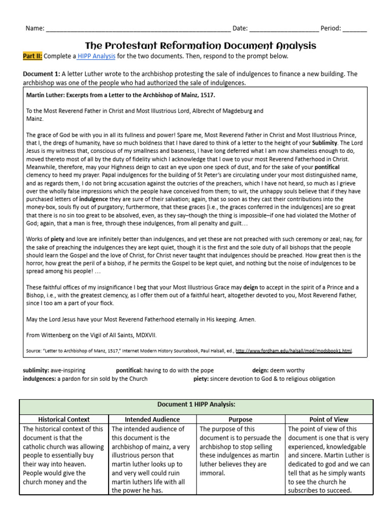 Reformation Doc Analysis | PDF | Indulgence | Martin Luther