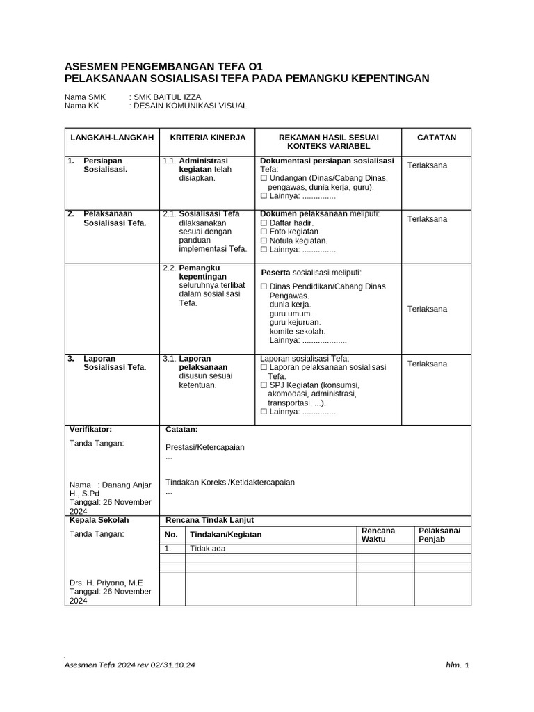 Asesmen Tefa 2024 Rev 02 311024 | PDF