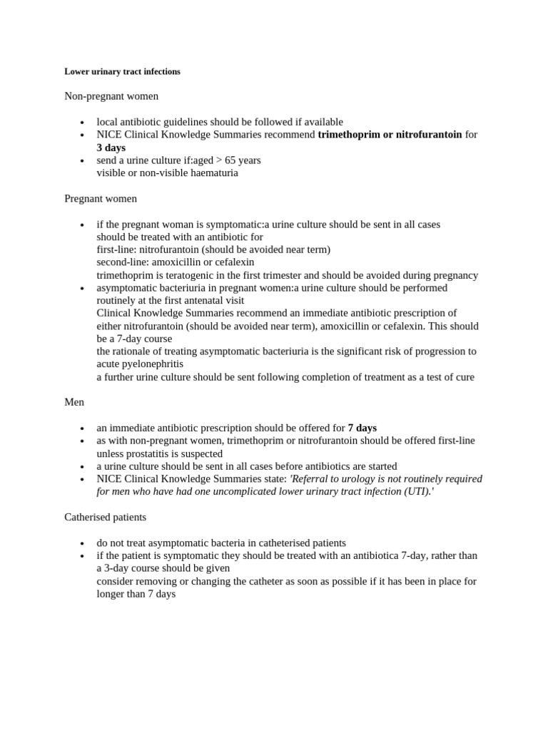 UTI Treatment Guidelines by Patient Type | PDF
