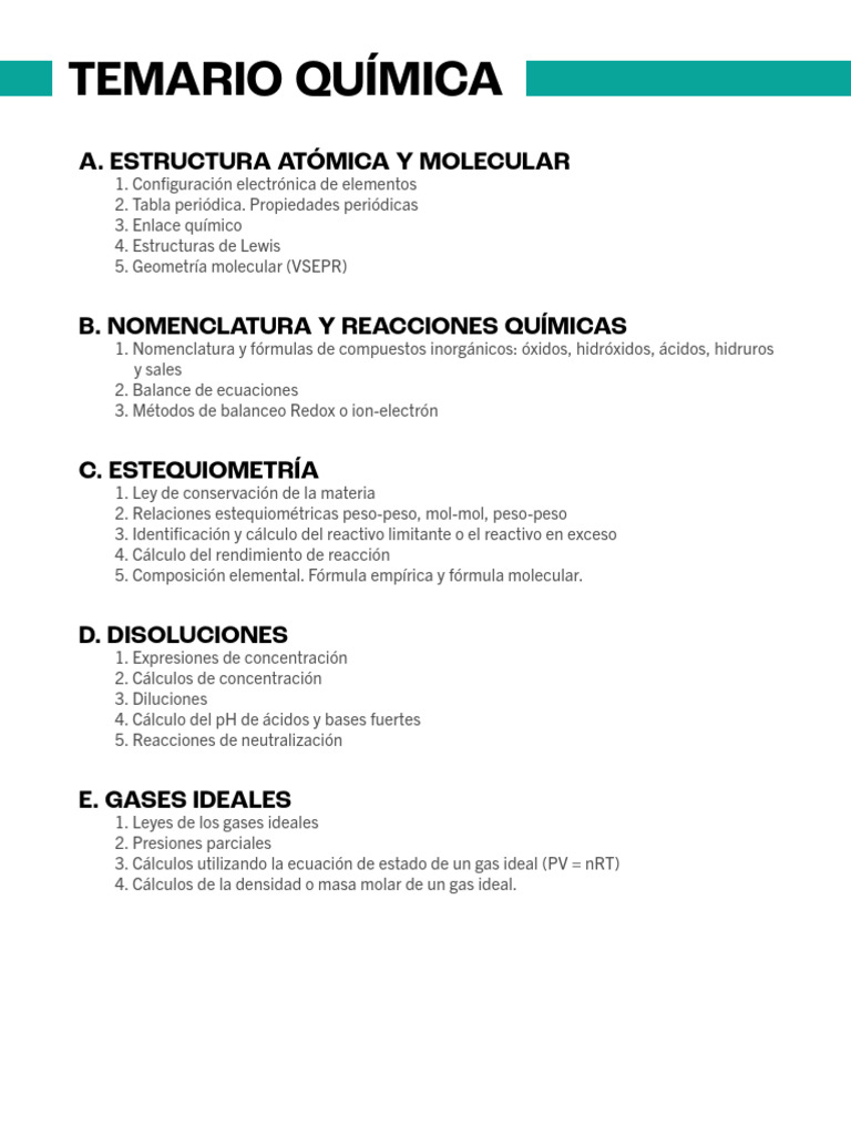 TEMARIO_QUIMICA | PDF
