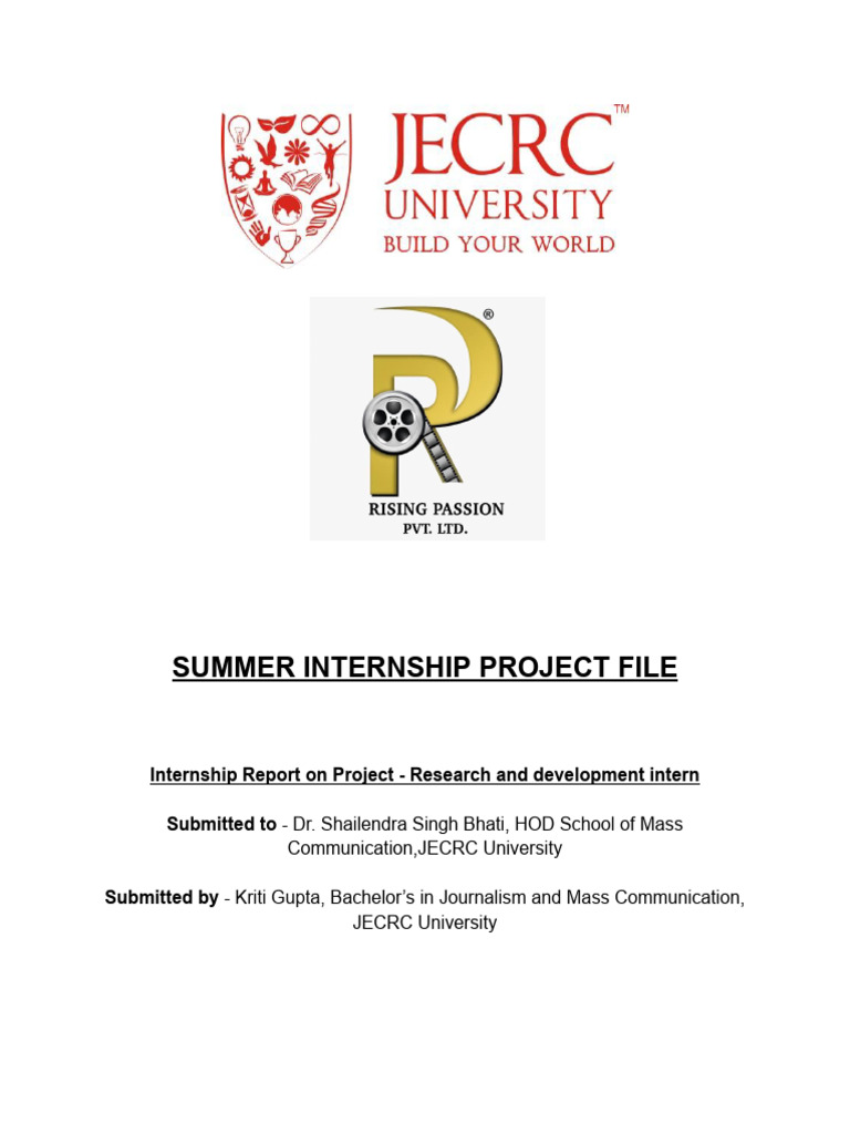 Summer Internship Report: R&D Insights | PDF | Augmented Reality ...
