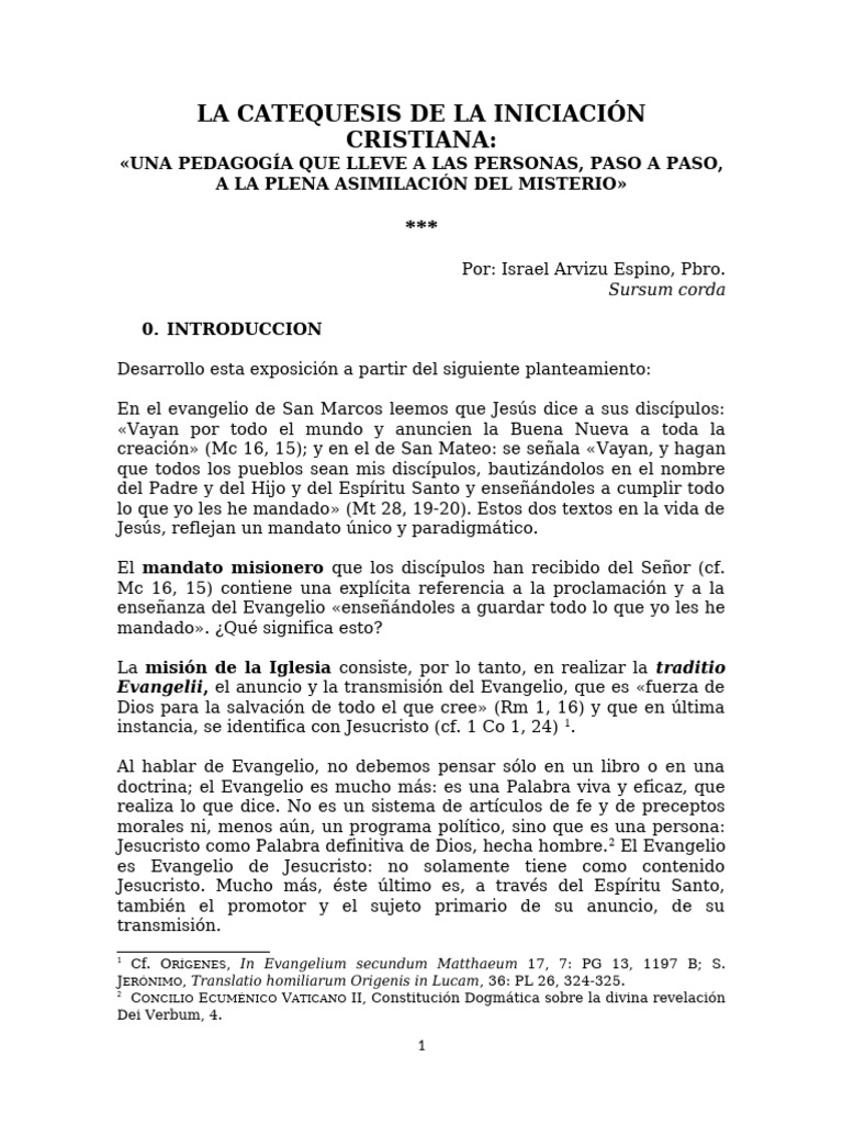 LA CATEQUESIS DE LA INICIACIÓN CRISTIANA | PDF | Iglesia Católica ...