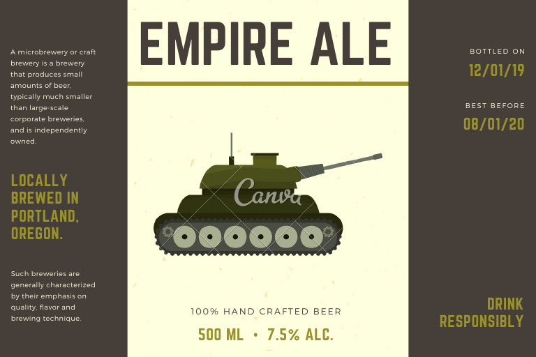 Brown and Cream War Tank Empire Beer Label | PDF