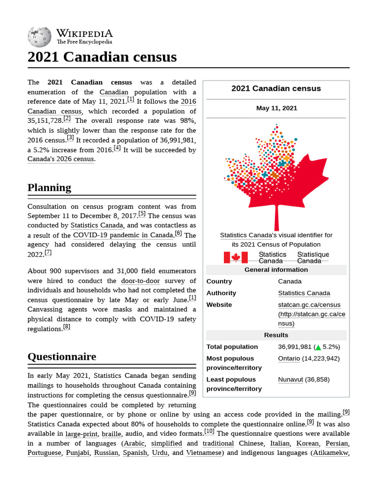 2021 Canadian Census Overview | PDF | Provinces And Territories Of ...