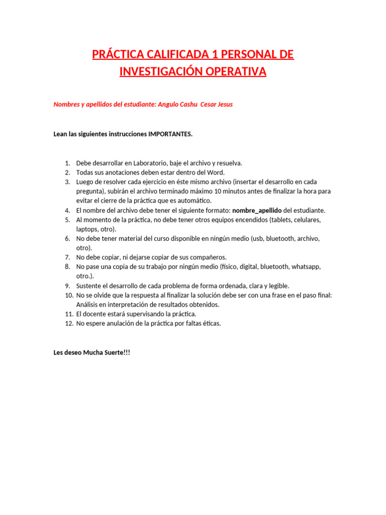 Práctica de Investigación Operativa COCO ROCA | PDF