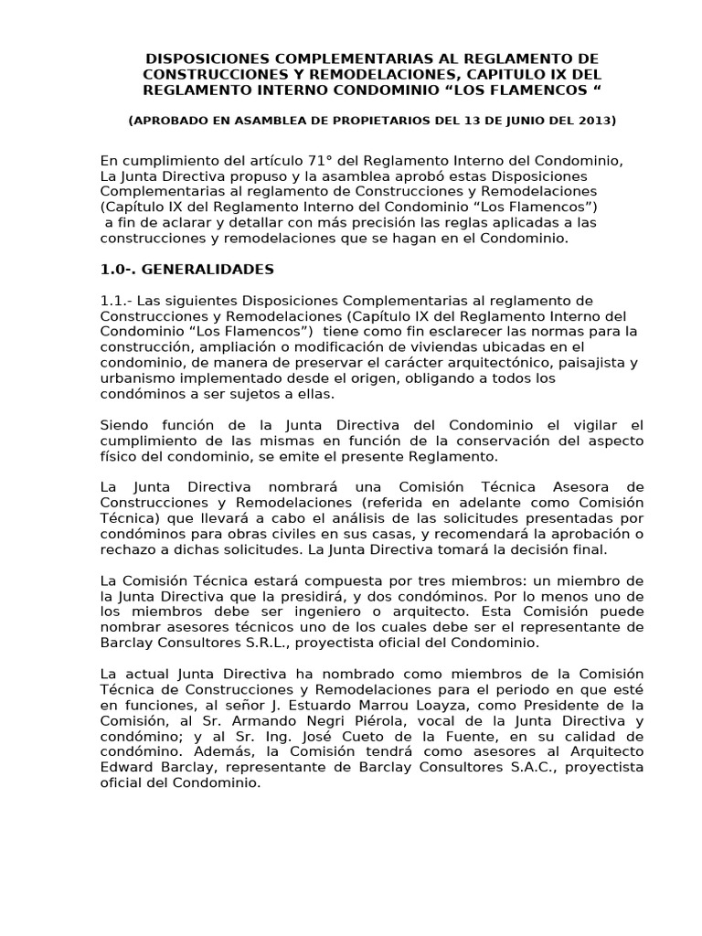 Disposiciones Complementarias Al Reglamento de Contrucciones Los Flamencos-Aprob-13-6-13-Rev ...