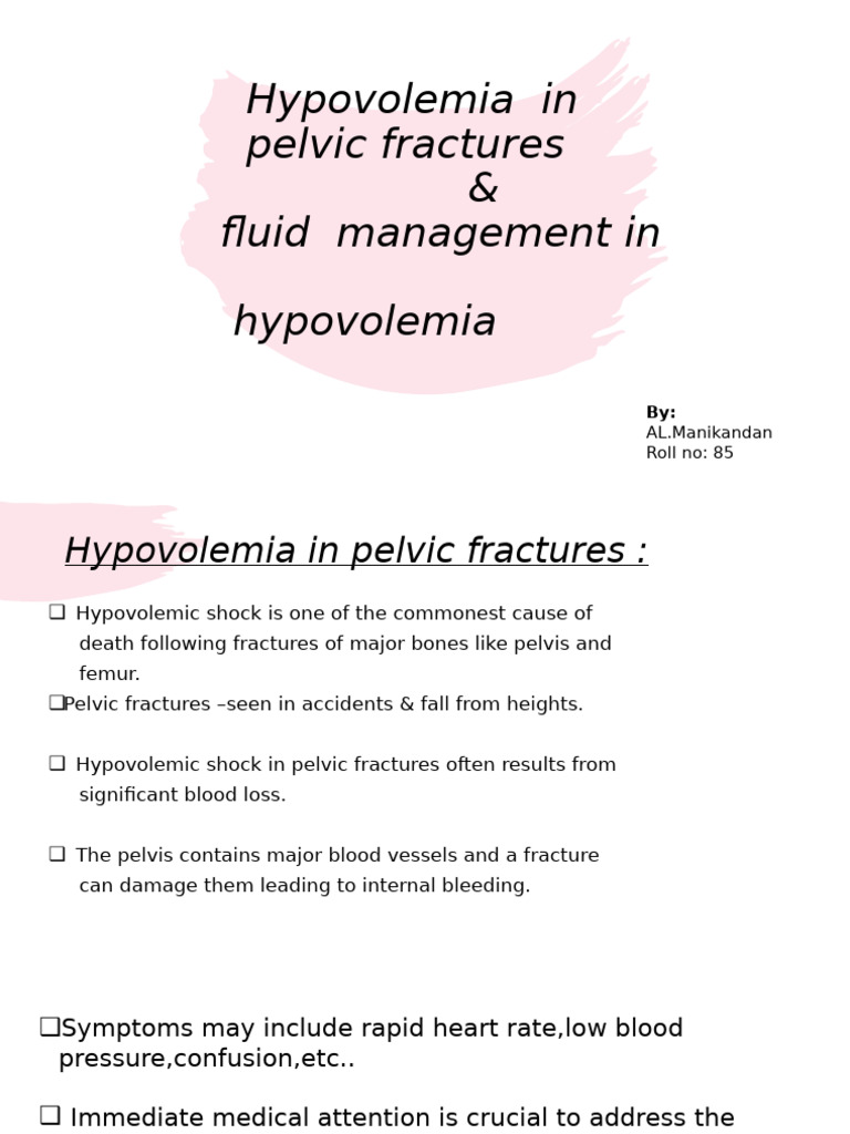 Hypovolemia Management in Pelvic Fractures | PDF