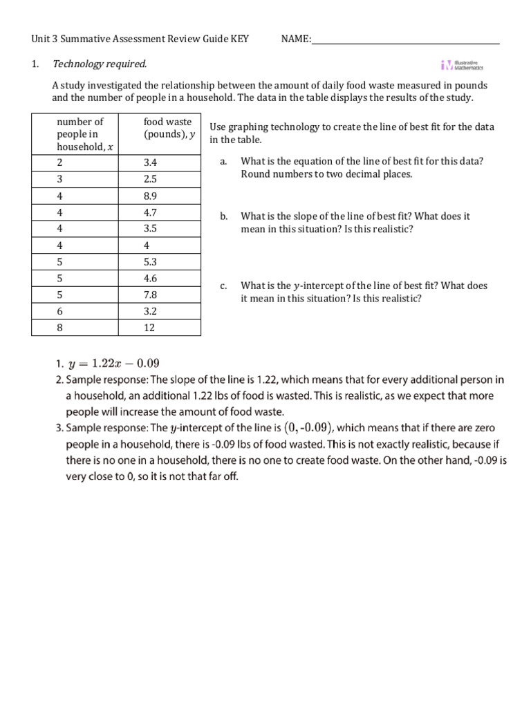 Unit 3 Summative Assessment Review Guide KEY-1 | PDF | Linear ...