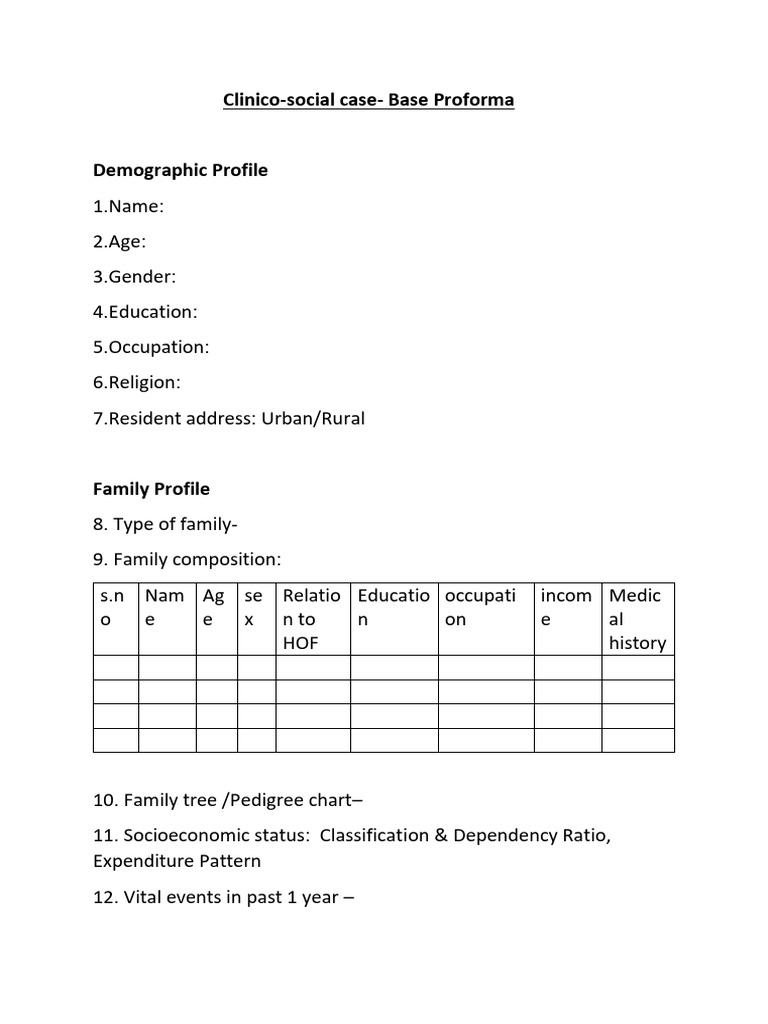 Clincosocial Case - Base - Model Proforma For UG Practicals-1 | PDF | Calorie | Medical Specialties