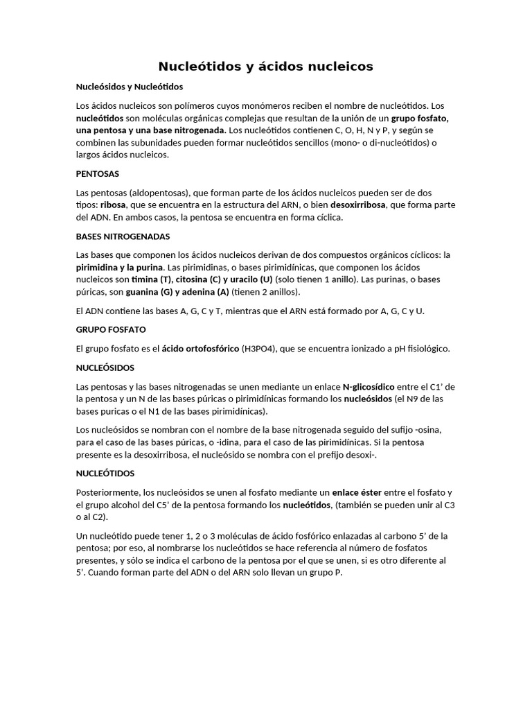Nucleótidos y Ácidos Nucleicos | PDF | Rna | Adn