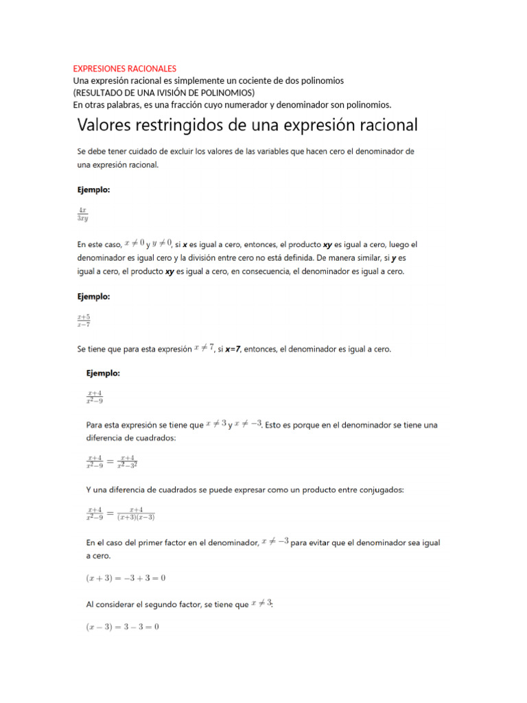 Expresiones Racionales | PDF