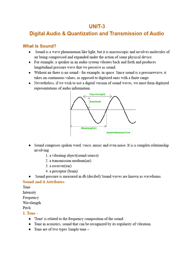 Digital Audio & Quantization and Transmission of Audio | PDF | Data Compression | Sound