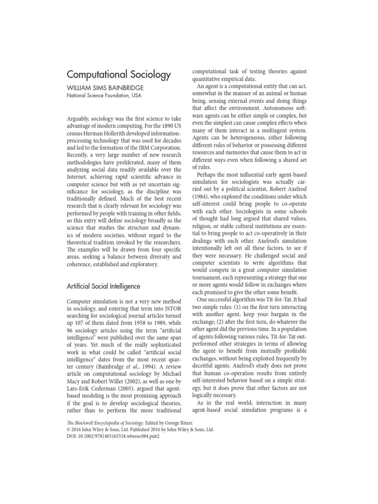 Computational Sociology | PDF | Sociology | Science