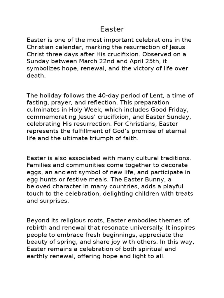 Easter: Celebration of Resurrection and Renewal | PDF