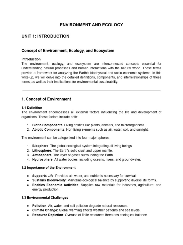 Environment and Ecology Notes | PDF | Ecosystem | Ecology