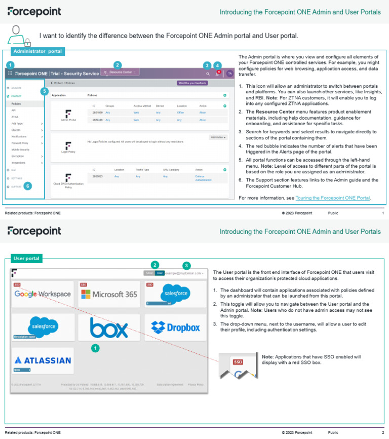 I Want To Identify The Difference Between The Forcepoint ONE Admin Portal and User Portal | PDF ...