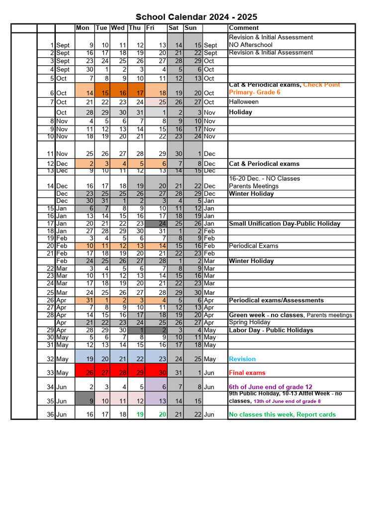 School Calendar 2024-2025 | PDF