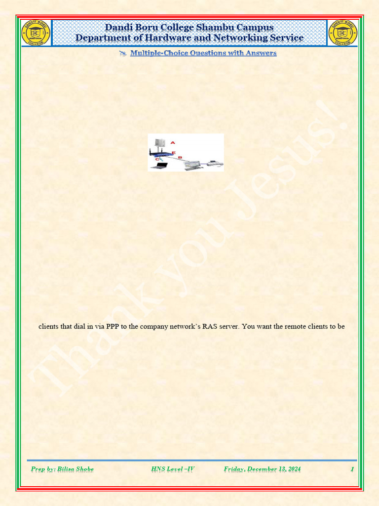 1st General HNS Level - IV Question & Answer | PDF | Computer Network ...