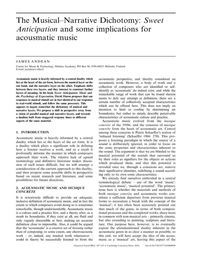 James Andean - The Musical-Narrative Dichotomy - Anticipation ...