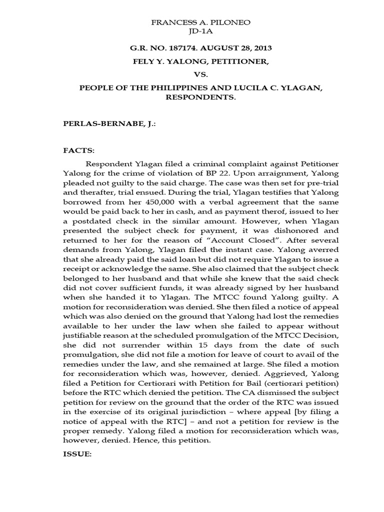 PILONEO_4-40_G.R. NO. 187174. | PDF | Appeal | Certiorari