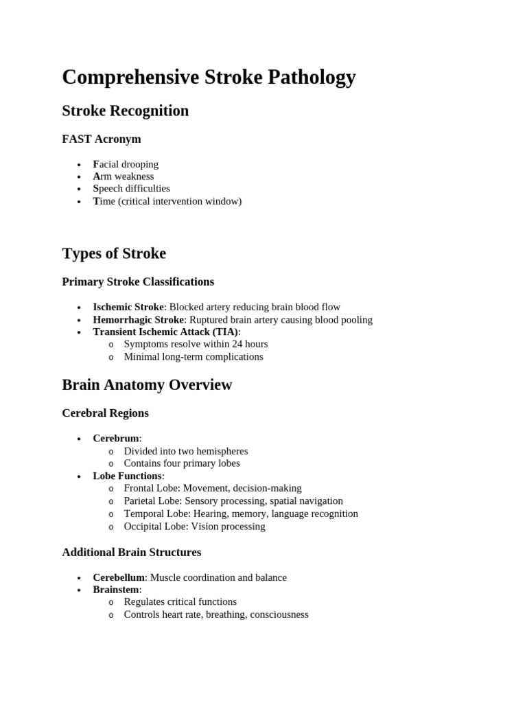 Comprehensive-Stroke-Pathology | PDF | Stroke | Blood Vessel