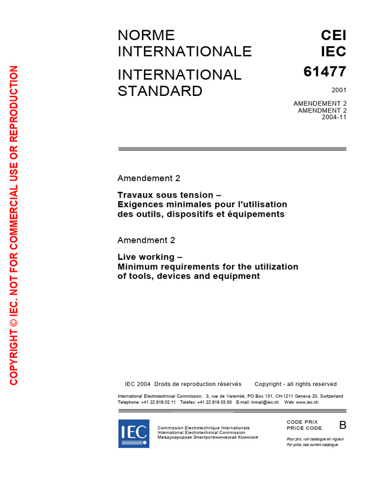 IEC 61477 (Amendment 2) - Live Working - Minimum Requirements For The ...