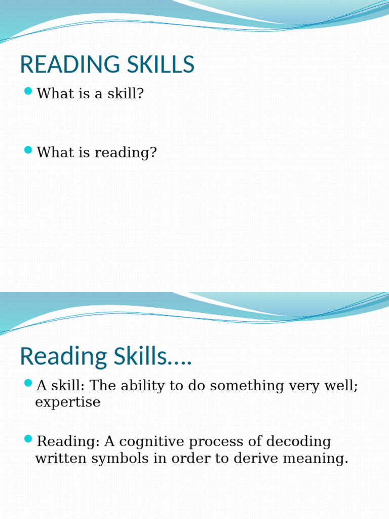 READING SKILLS 1 | PDF | Reading Comprehension | Cognitive Science