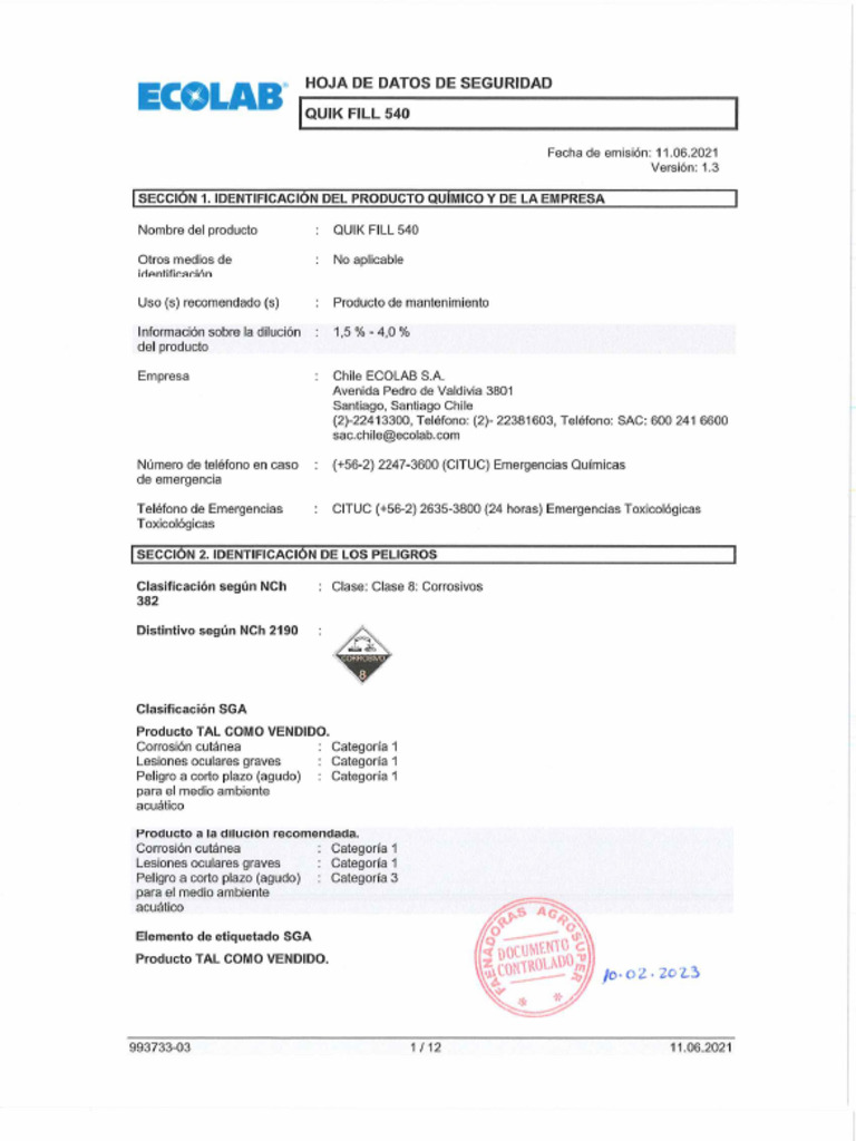 QUIK FILL 540 Nov 2021 10-02-2023 | PDF