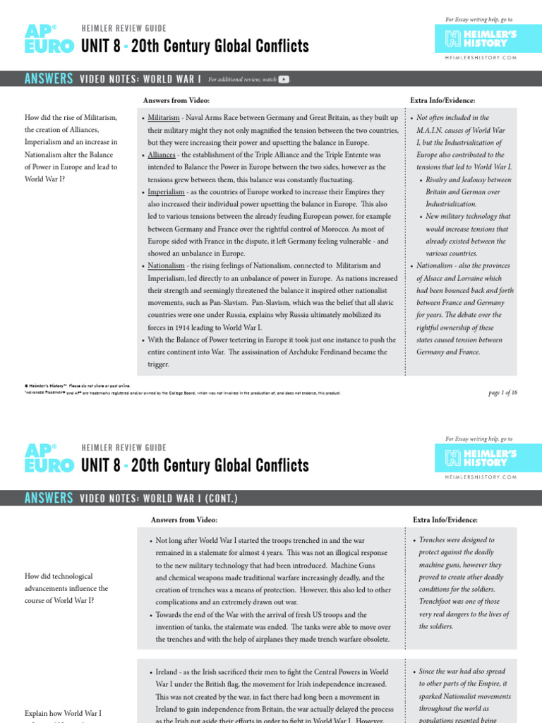 AP EURO HRG Unit 8 Noteguide Answers | PDF | Vladimir Lenin | Fascism